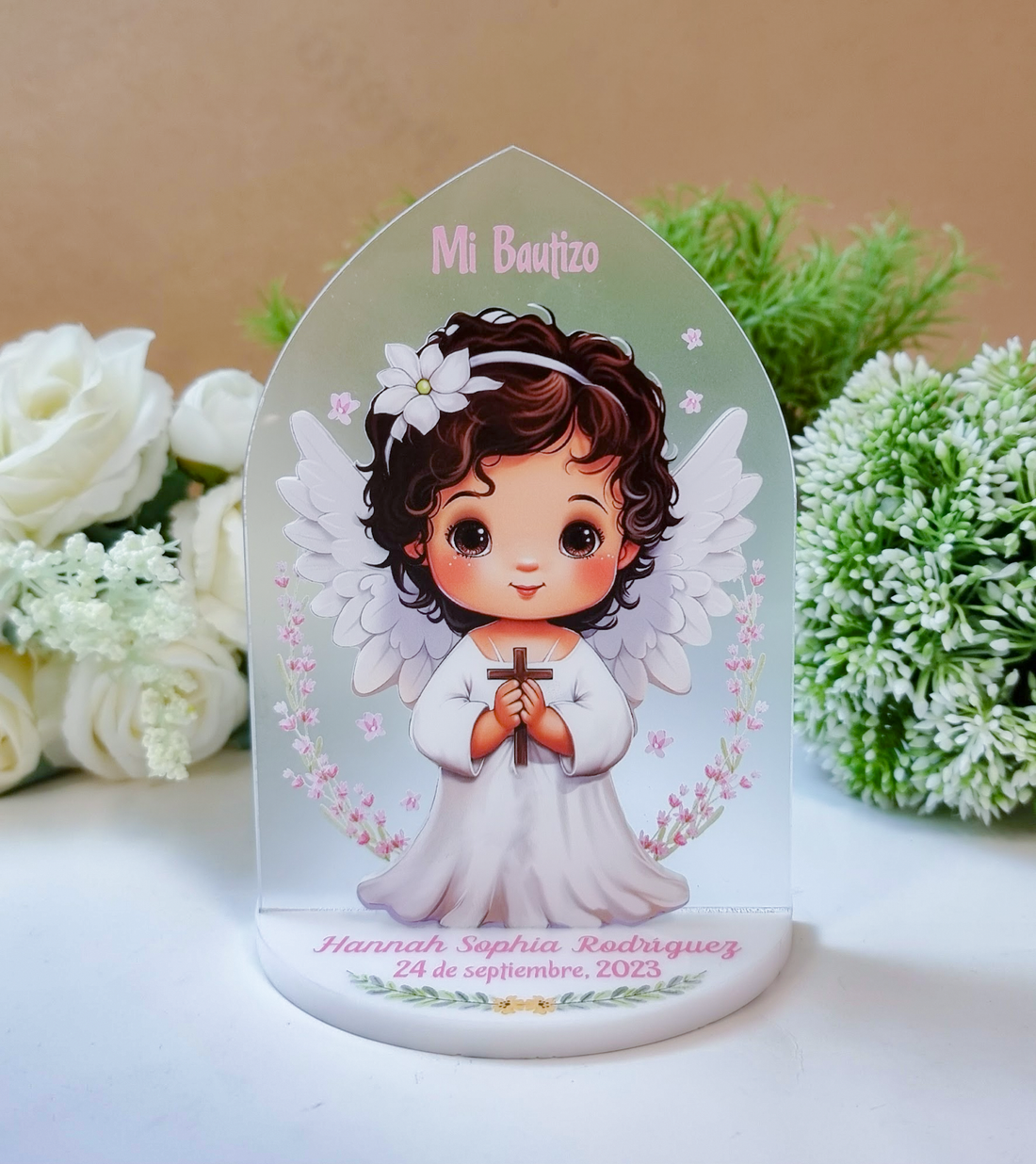 COD. 102 - Recordatorios de bautizo - Angelitos Personalizable en Acrí ...